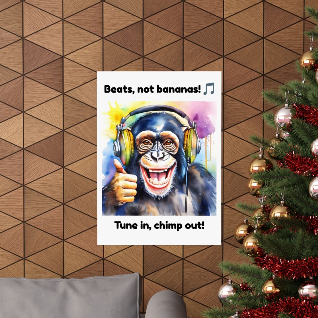 Cheerful Chimpanzee Poster | Matte Vertical Posters - artreon.com