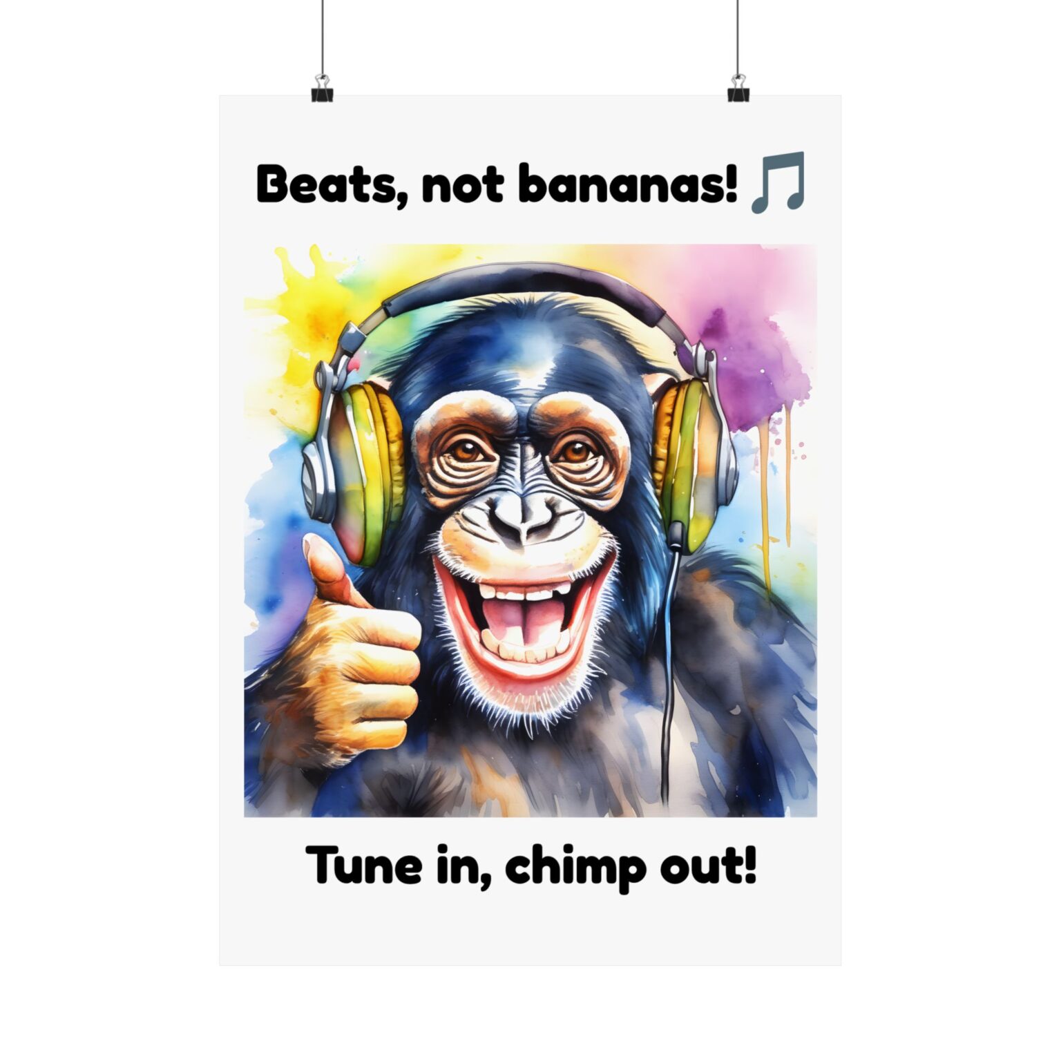 Cheerful Chimpanzee Poster | Matte Vertical Posters - artreon.com